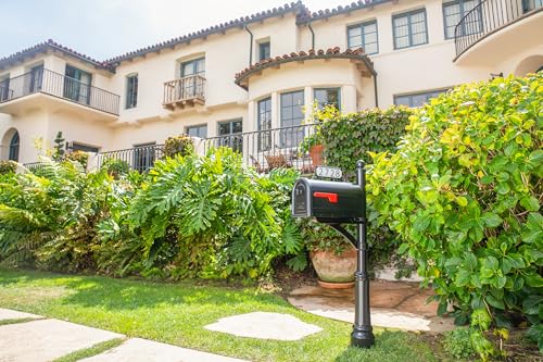 Architectural Mailboxes Roxbury Galvanized Steel Post Mount Mailbox, Compatibility Code F, 7900-5B-R, Black, Large Capacity