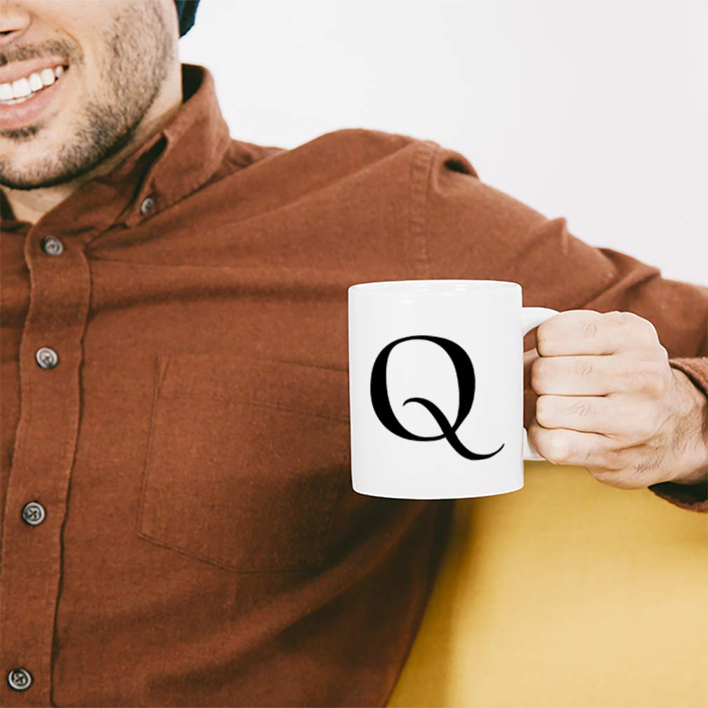 Q Initial Monogram Personalized Letter Q Ceramic Mug Coffe Cup Holiday Christmas Hanukkah Gift For Men & Women