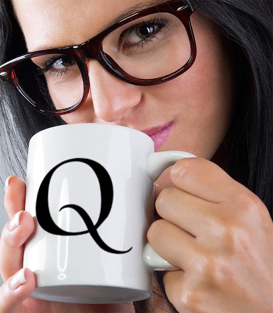 Q Initial Monogram Personalized Letter Q Ceramic Mug Coffe Cup Holiday Christmas Hanukkah Gift For Men & Women