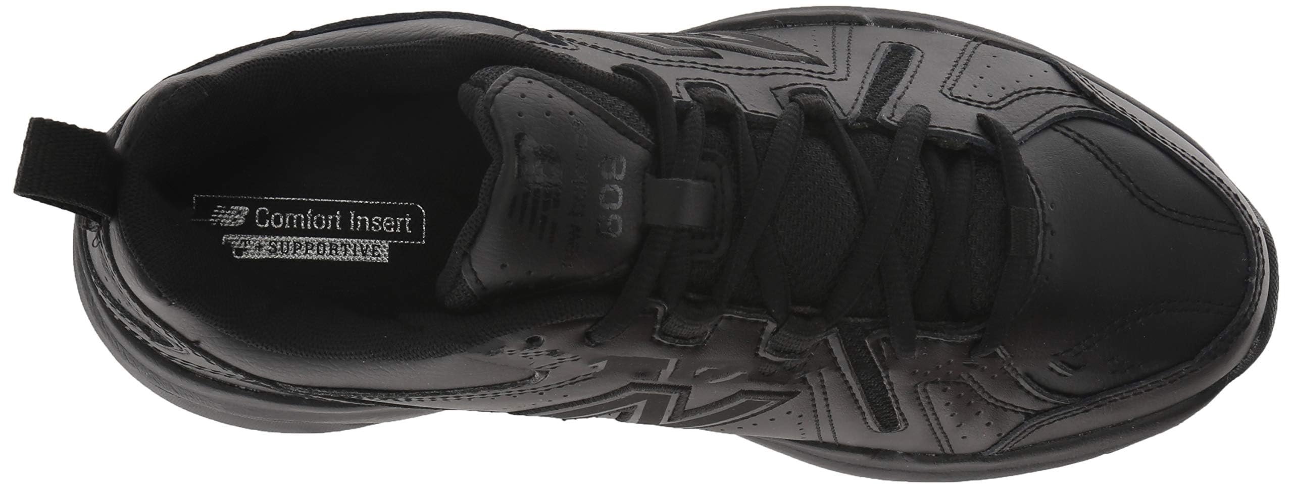 New Balance Women's 608 V5 Casual Comfort Cross Trainer, Black/Black, 8.5 Wide