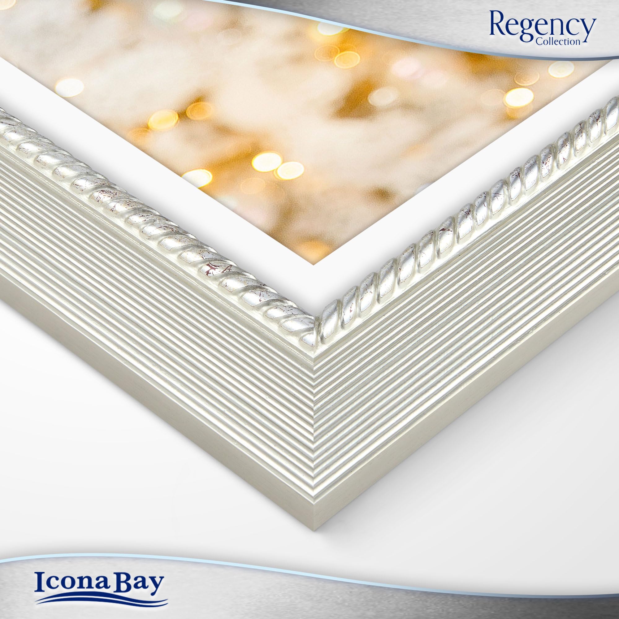 Icona Bay 11x14 Silver Picture Frame, French Baroque Style Photo Frame 11 x 14, Wall Mount or Table Top, Regency Collection