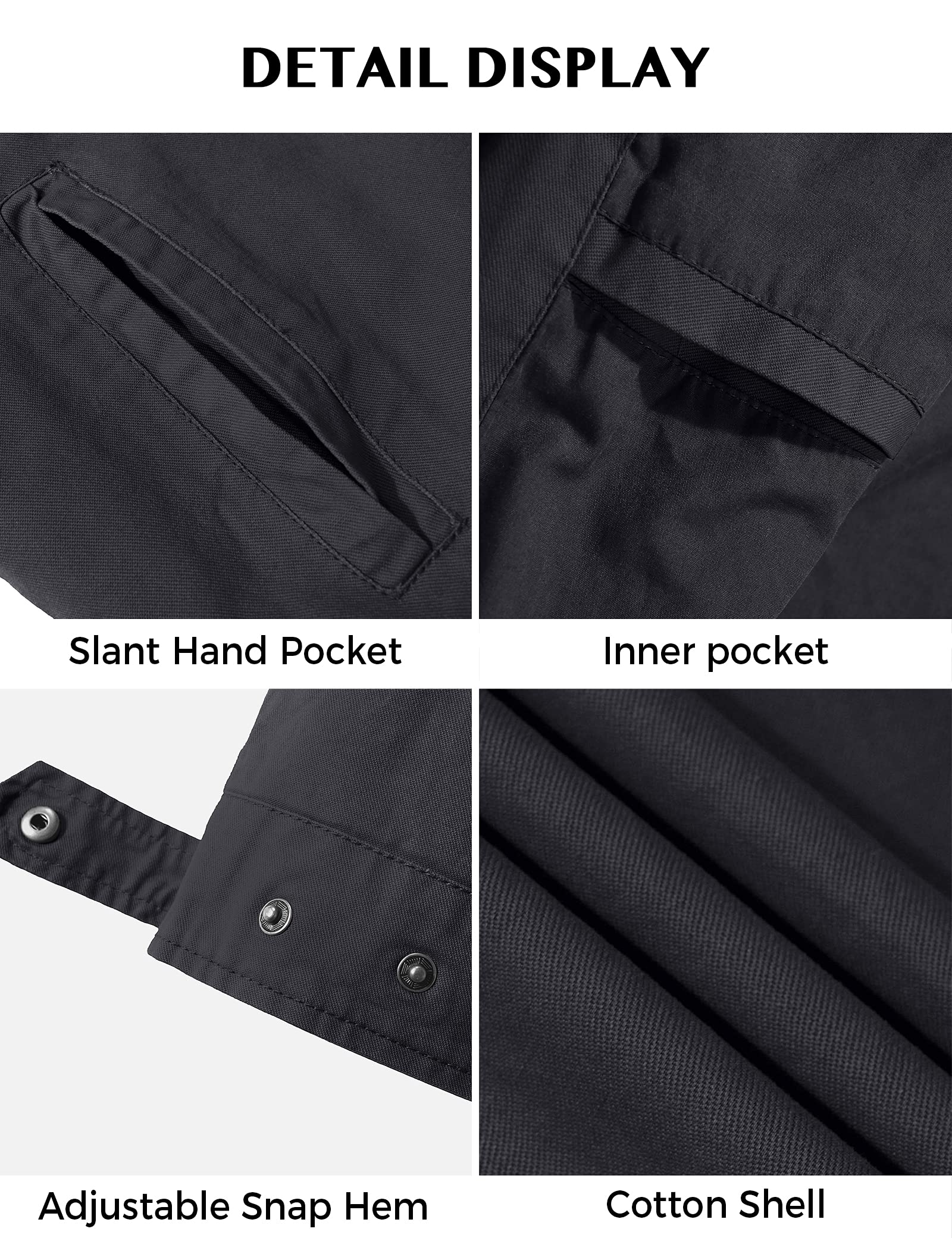 WenVen Men's Washed Cotton Safari Jacket Canvas Windbreaker Coat (Grey, M)