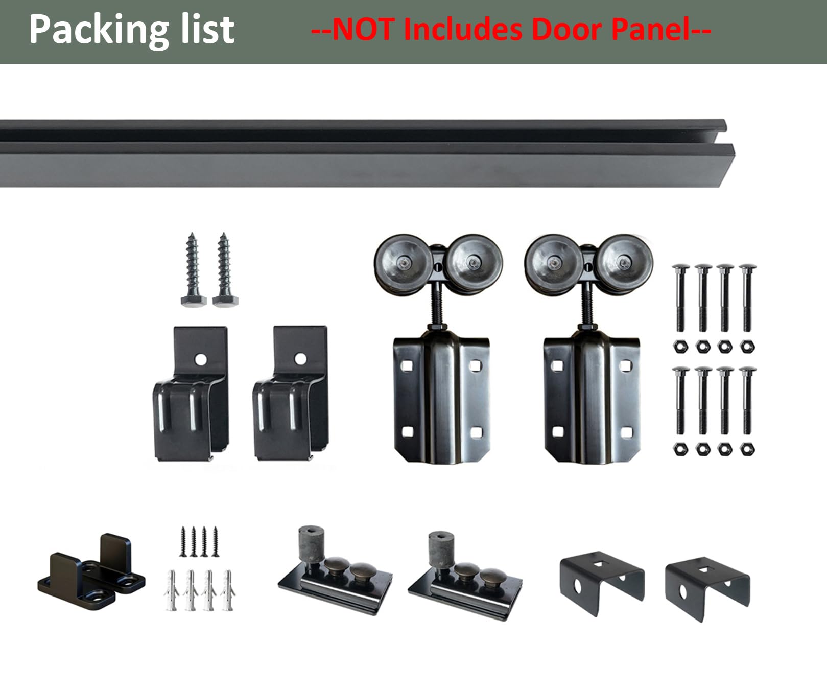 DIYHD 5FT Box Rail Heavy Duty Exterior Sliding Barn Door Hardware, Wall Mount Kit, Powder Coated Black, Fit Max Outdoor Width 30in, MAX Load 300lbs (No Door)