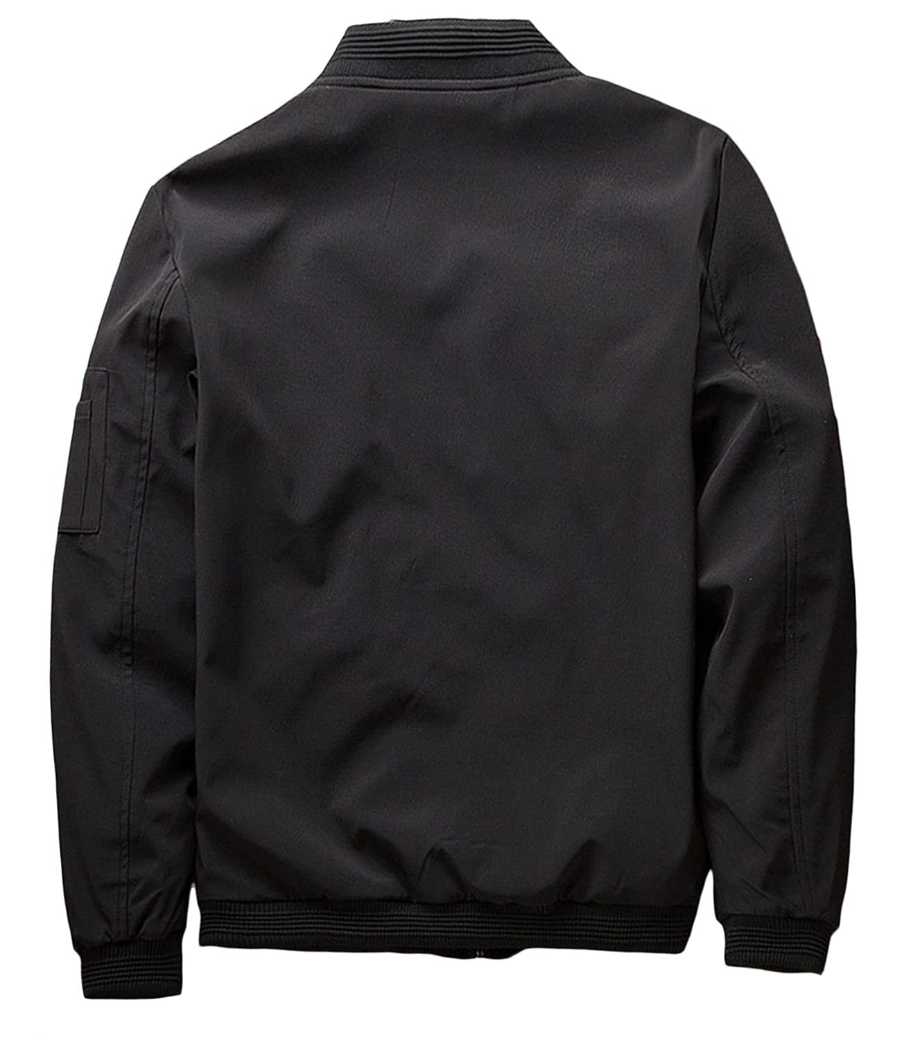 sandbank Men's Slim Fit Lightweight Softshell Flight Jacket Coat (US L =Asian tag 4XL,Black #2)