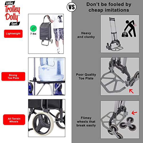 dbest products Trolley Dolly Sport Foldable Shopping cart for Groceries with Wheels and Removable Bag and Rolling Personal Handtruck Carrito de Compras con Ruedas, Black