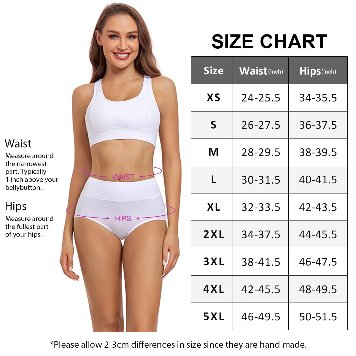 wirarpa Women's Cotton Underwear Panties High Waisted Full Briefs 4 Pack Ladies No Muffin Underpants White X-Large