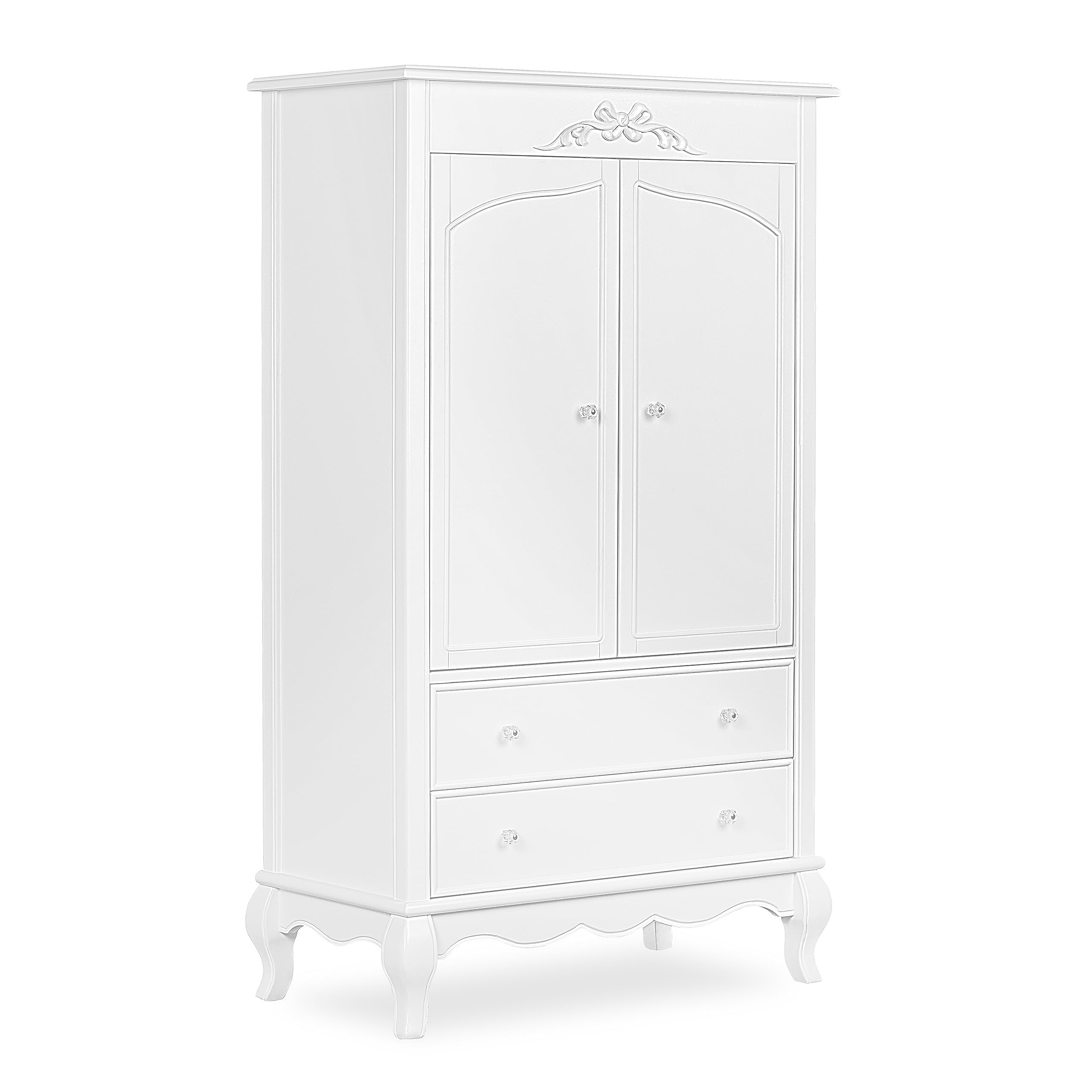 Evolur Aurora Armoire In Frost, Comes Fully assembled, Built Of Kiln-Dried Hardwood, Two Large Shelves, Spacious Storage