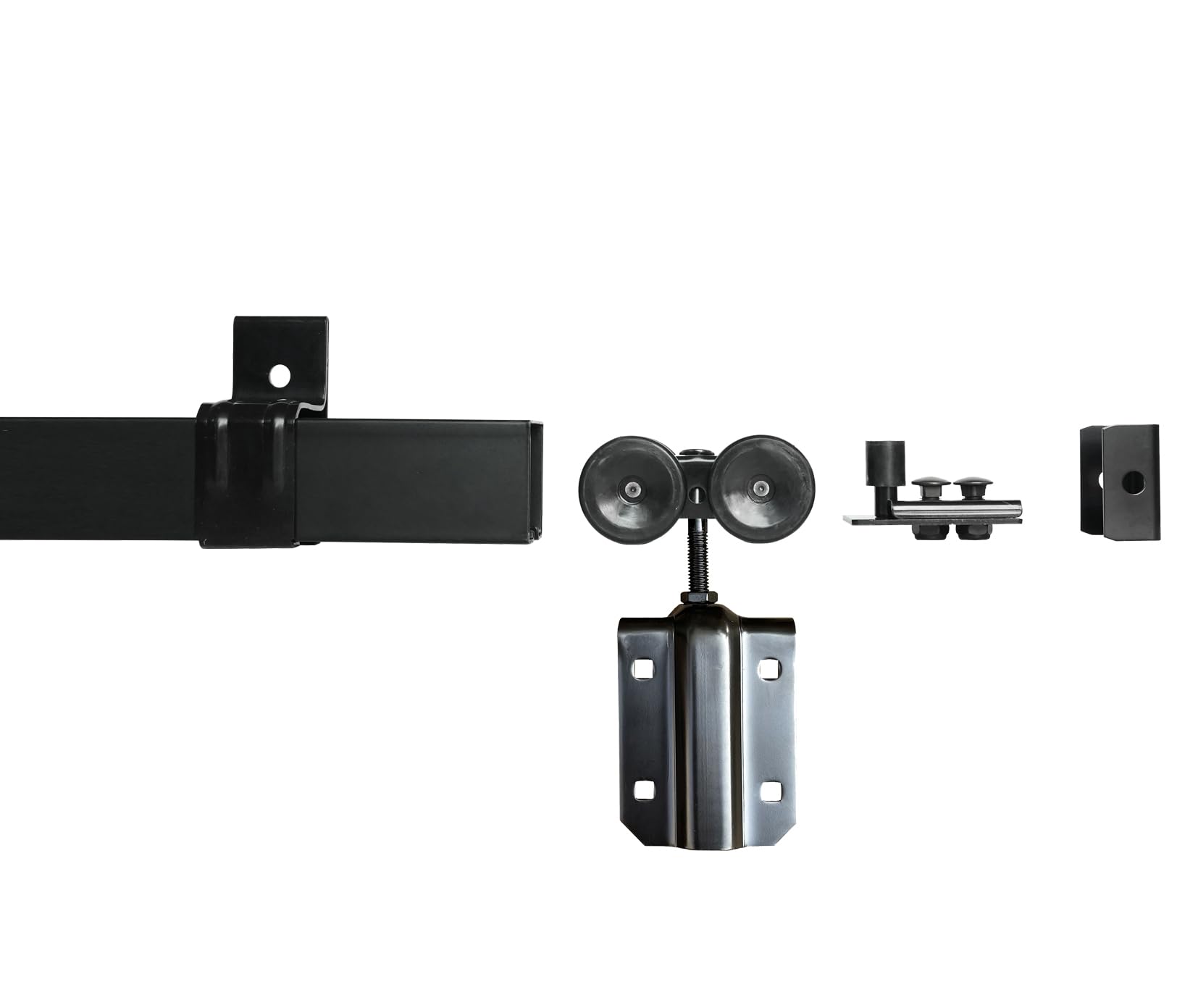 DIYHD 5FT Box Rail Heavy Duty Exterior Sliding Barn Door Hardware, Wall Mount Kit, Powder Coated Black, Fit Max Outdoor Width 30in, MAX Load 300lbs (No Door)