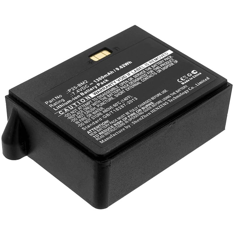 Synergy Digital Credit Card Reader Battery, Works with Blue P25i Credit Card Reader, (Li-Ion, 7.4V, 1300 mAh) Ultra Hi-Capacity, Compatible with Blue P25-BM2 Battery