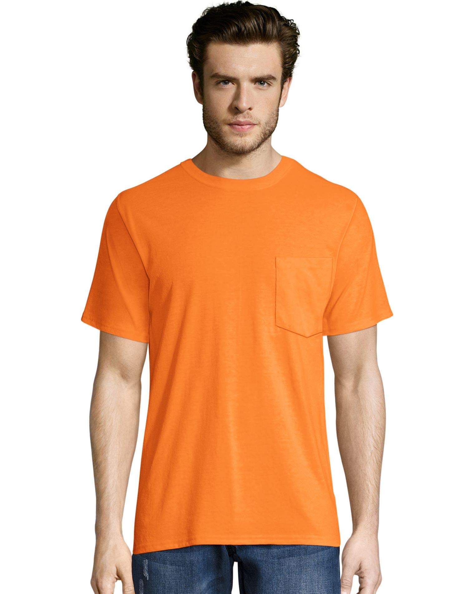Hanes mens Men's Workwear Short Sleeve Tee (2-pack) T Shirt, Safety Orange, XX-Large US