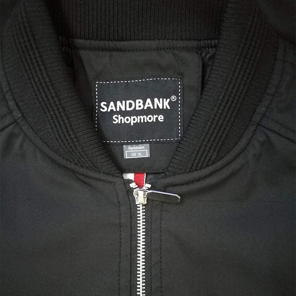 sandbank Men's Slim Fit Lightweight Softshell Flight Jacket Coat (US L =Asian tag 4XL,Black #2)