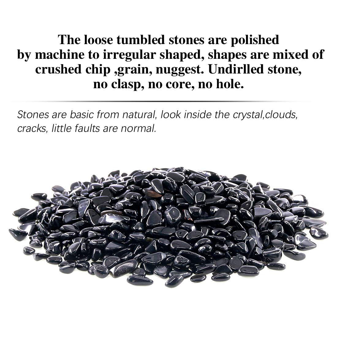 Swpeet 1 Pound Black Agate Small Tumbled Chips Stone Ruby in Fuchsite Tumbled Chips Stone Crushed Pieces Irregular Shaped Stones 0.3-0.5 inch (About 455 Gram) (Black Agate)