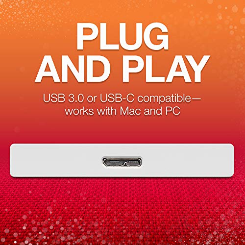 Seagate Backup Plus Ultra Touch HDD 1TB External Hard Drive – White USB-C USB 3.0, 1 year Mylio Create, 4 month Adobe Creative Cloud Photography plan and Rescue Services (STHH1000402)
