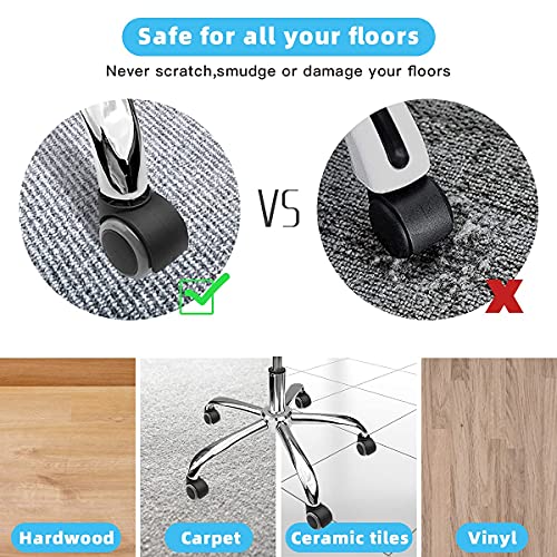 Office Chair Caster Wheels Replacement(Set of 5) for Hardwood Floors and Carpet- Heavy Duty Caster Support up to 1000bls, Office Rubber Chair Wheels,2 inch,Universal Size (Grey)