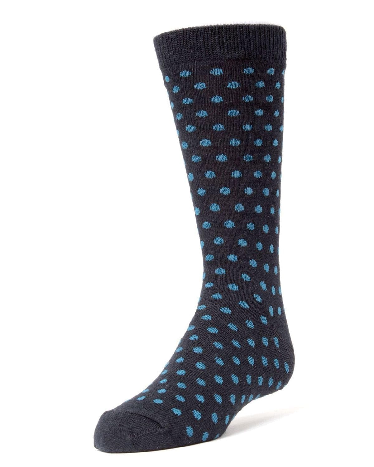MeMoi Polka Dot Cotton Blend Boys Dress Socks Navy 10-12