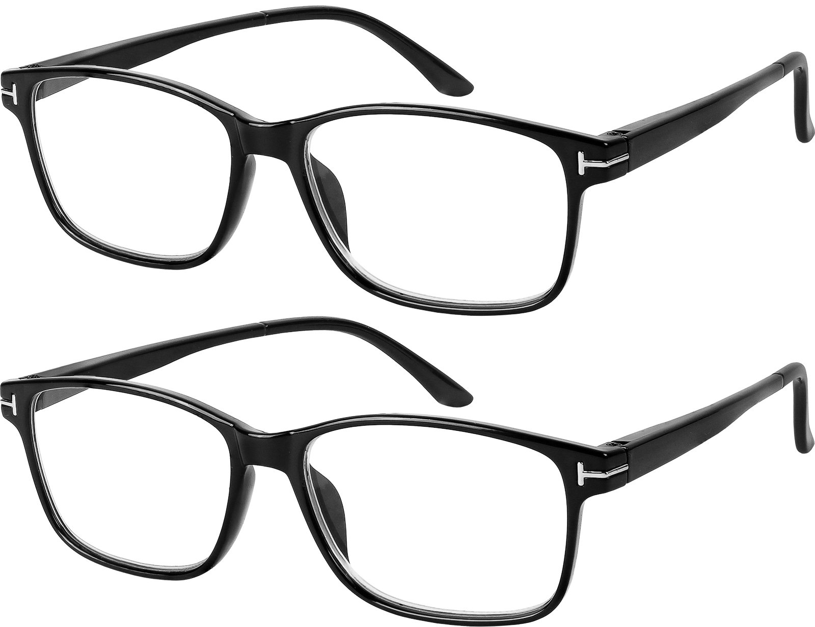 Success Eyewear Computer Glasses 2 Pairs Anti Glare Anti Reflection Classic Reading Glasses Quality Comfort Glasses for Men and Women Set of 2 Shiny Black 3.25