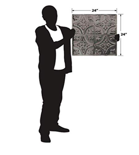 American Tin Ceilings [5-Pack Kit] Nail-Up Metal Tiles Pattern #36 Americana Star Nail-Up Unfinished: 24" x 24" | Genuine Tin | Made in The USA | Model: kit-n-p36-raw