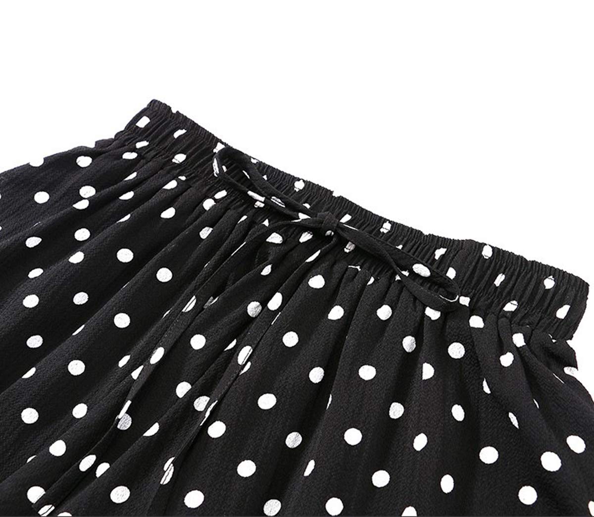 Fuwenni Women's Summer Casual Comfy Culottes Shorts Elastic Waist Wide Leg Beach Shorts with Pockets Black XXL/US 16