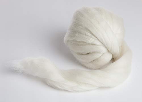 100% Natural White Wool Roving Top, 8 OZ Corriedale, Made in South America, Best Core Wool for Needle Felting, Wet Felting, Spinning, Dryer Balls, Stuffing, Big Yarn Roving, 29.5 Micron, Un-Dyed