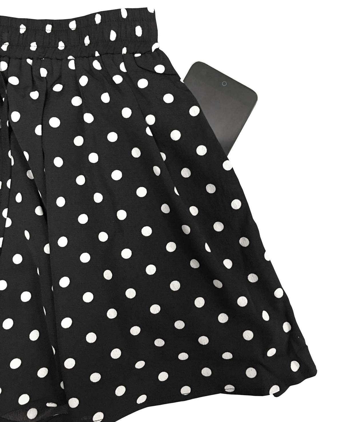 Fuwenni Women's Summer Casual Comfy Culottes Shorts Elastic Waist Wide Leg Beach Shorts with Pockets Black XXL/US 16