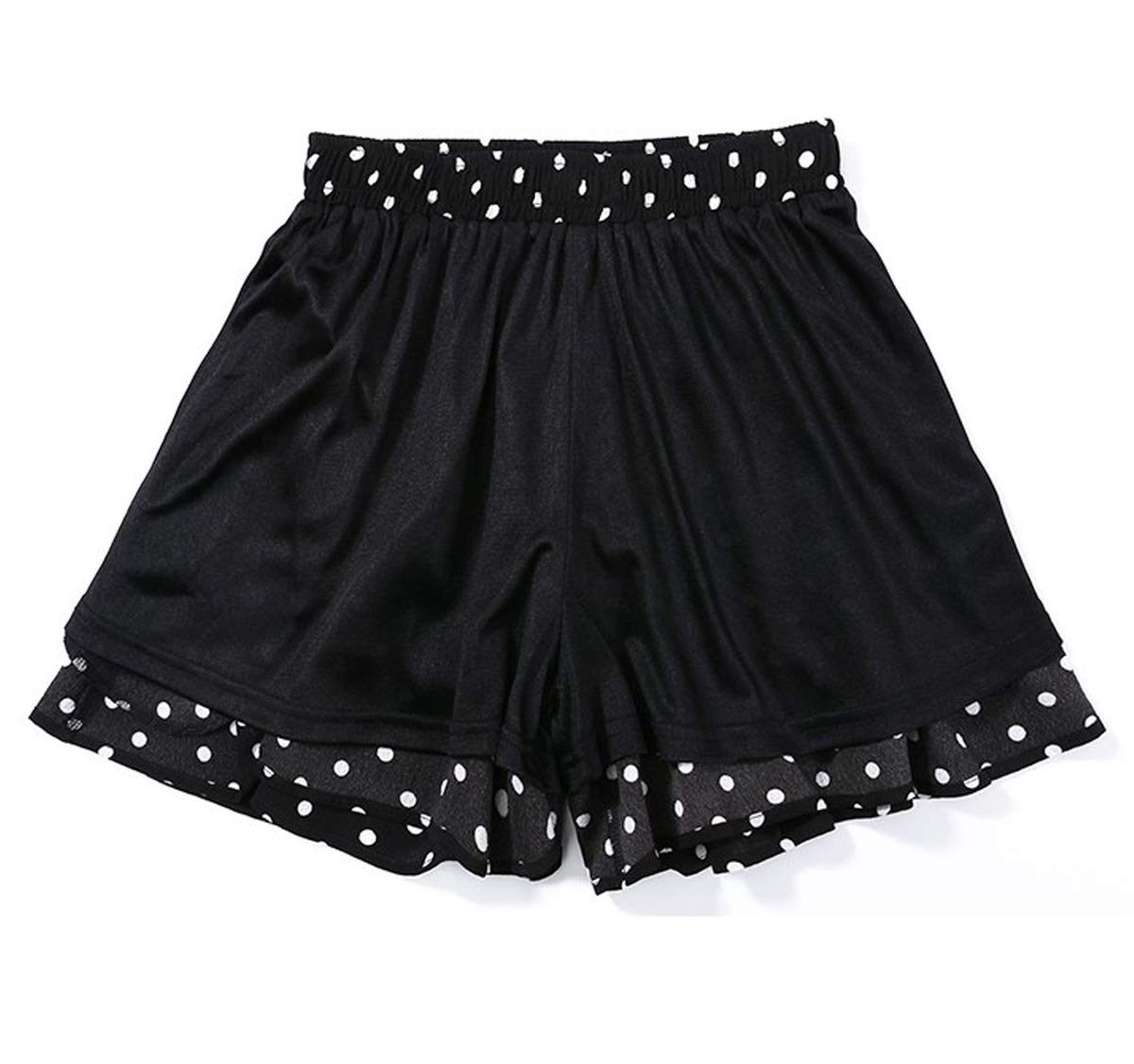Fuwenni Women's Summer Casual Comfy Culottes Shorts Elastic Waist Wide Leg Beach Shorts with Pockets Black XXL/US 16