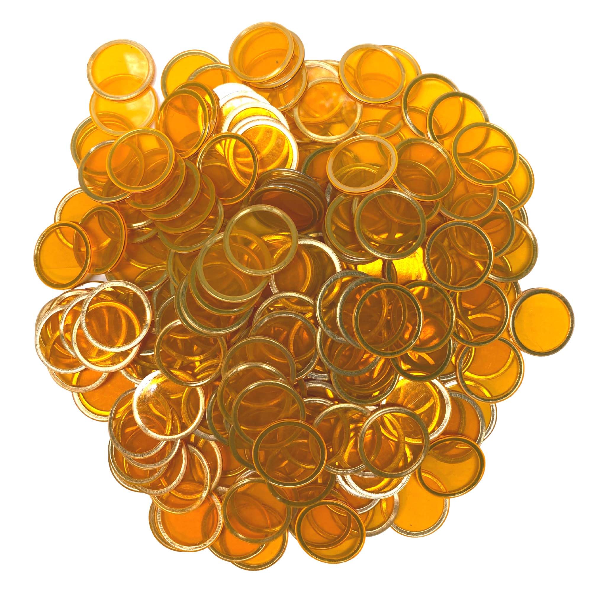 MR CHIPS Magnetic Bingo Chips with Metal Ring 3/4 Inch 300 Upgraded Pieces Orange Transparent - Available in 7 Colors A Reusable Storage Bag