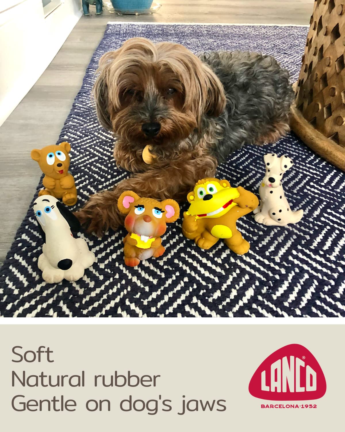 Set 5 Extra Small Squeaky Toys for Dogs Small Breeds Puppy Tiny Dogs Natural Rubber (Latex) Freem from Harmful Chemicals Hanpainted (Toys May Vary)
