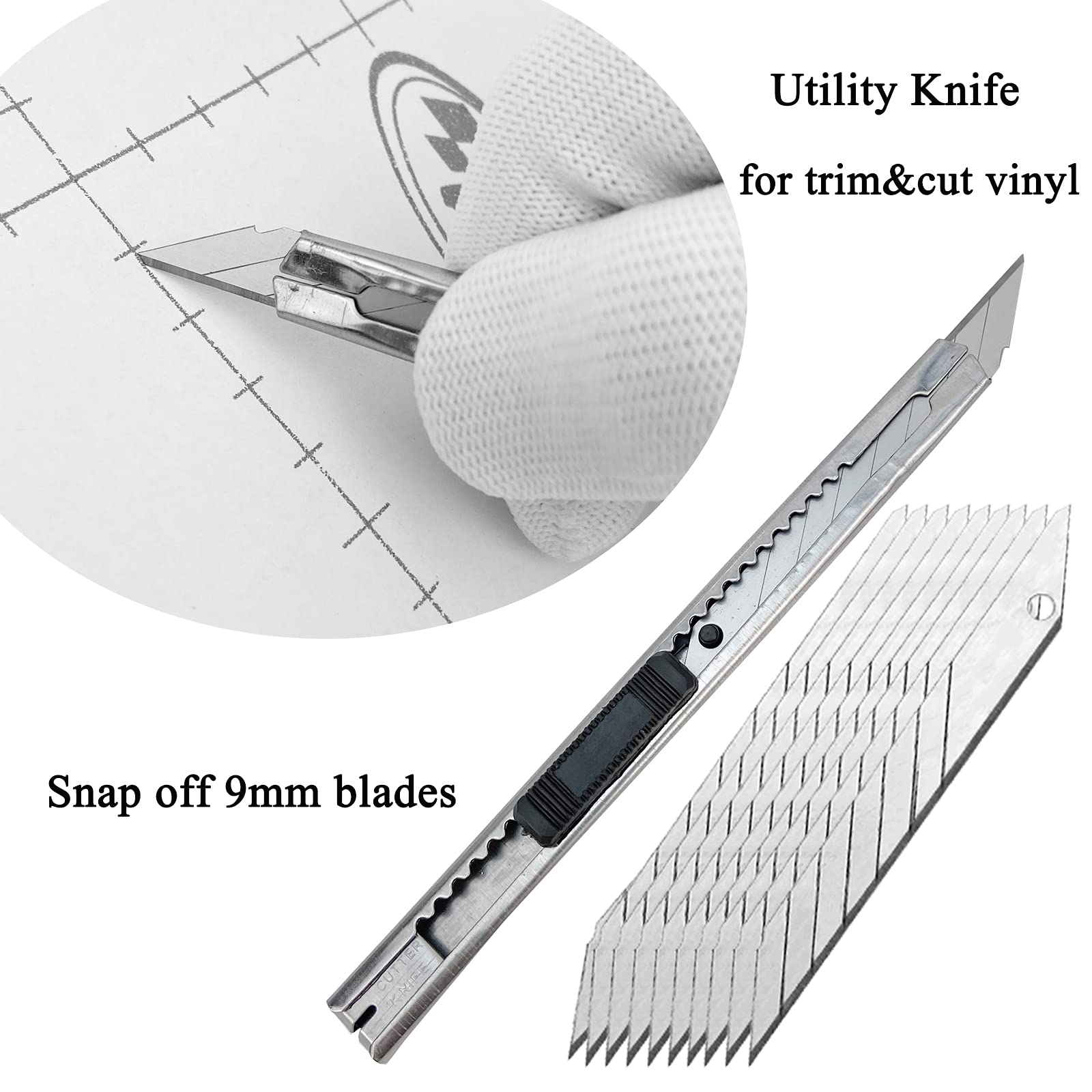 Car Wrapping Vinyl Tool Kit Window Film Tint Tools Set with Car Wrap Edge Trimming Squeegee, Vinyl Squeegee, Utility Knife Blade