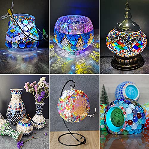 Meschett 50PCS Mini Glass Gems,Mixed Colour Mancala Stones Flat Bottom Marble Beads for Home Decorative Art Craft Vase Filler(0.5"~0.7")