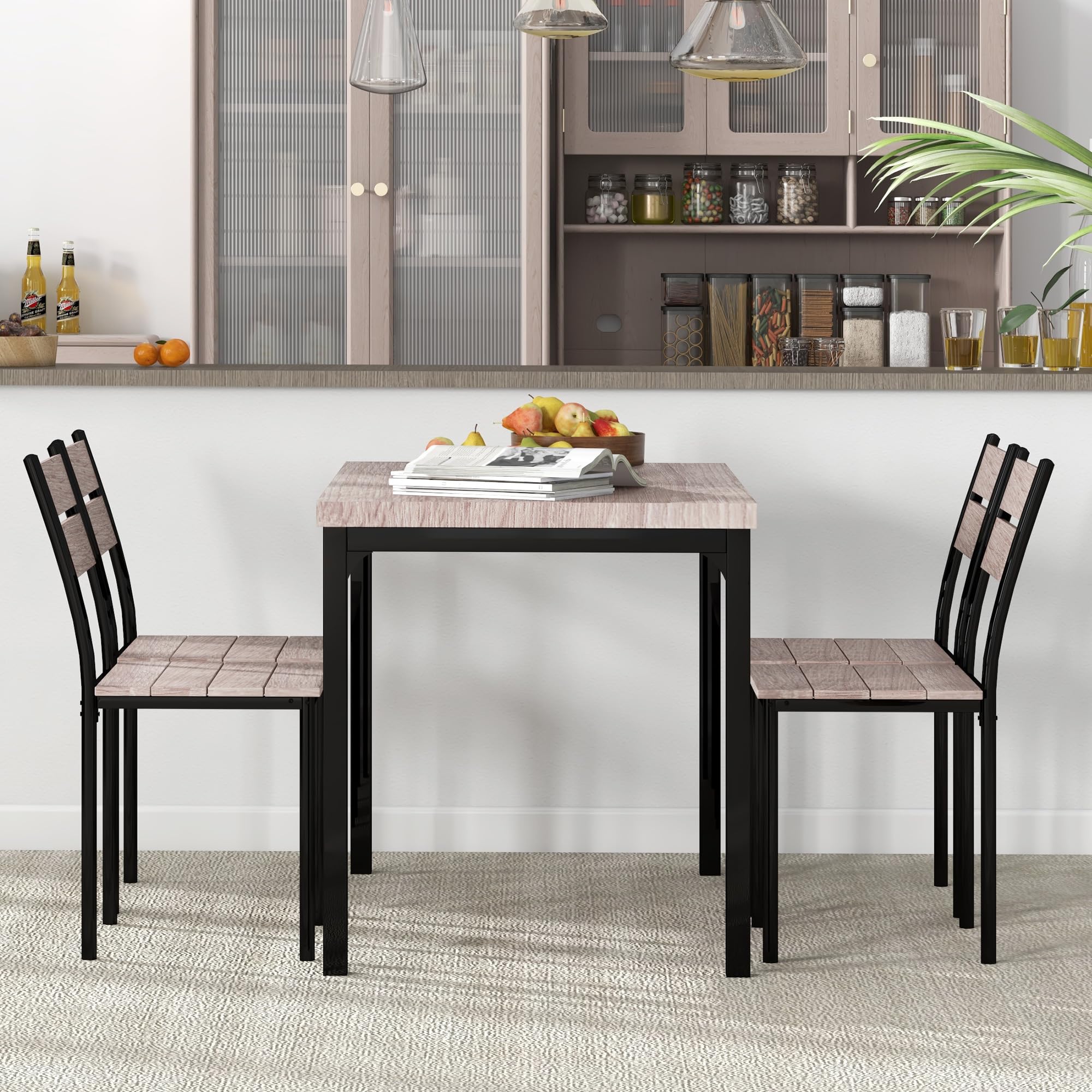 HOMCOM 5-Piece Dining Table Furniture Set Modern Industrial Table with 4 Chairs for Dining Room, Kitchen