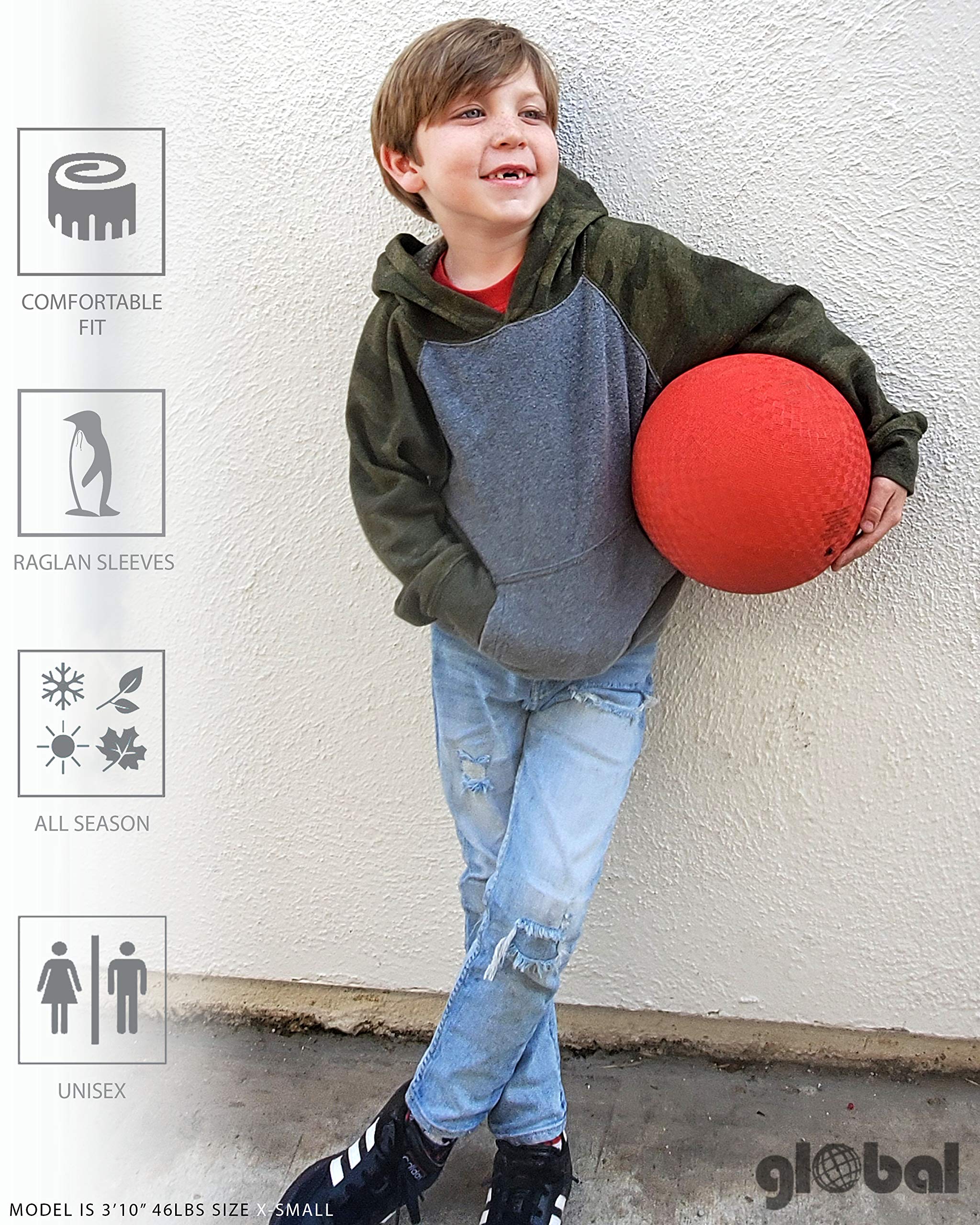 Global Blank Youth and Toddler Hoodies Super Soft Lightweight Pullover Sweatshirt Kids Hoodie for Boys and Girls,Grey,Medium
