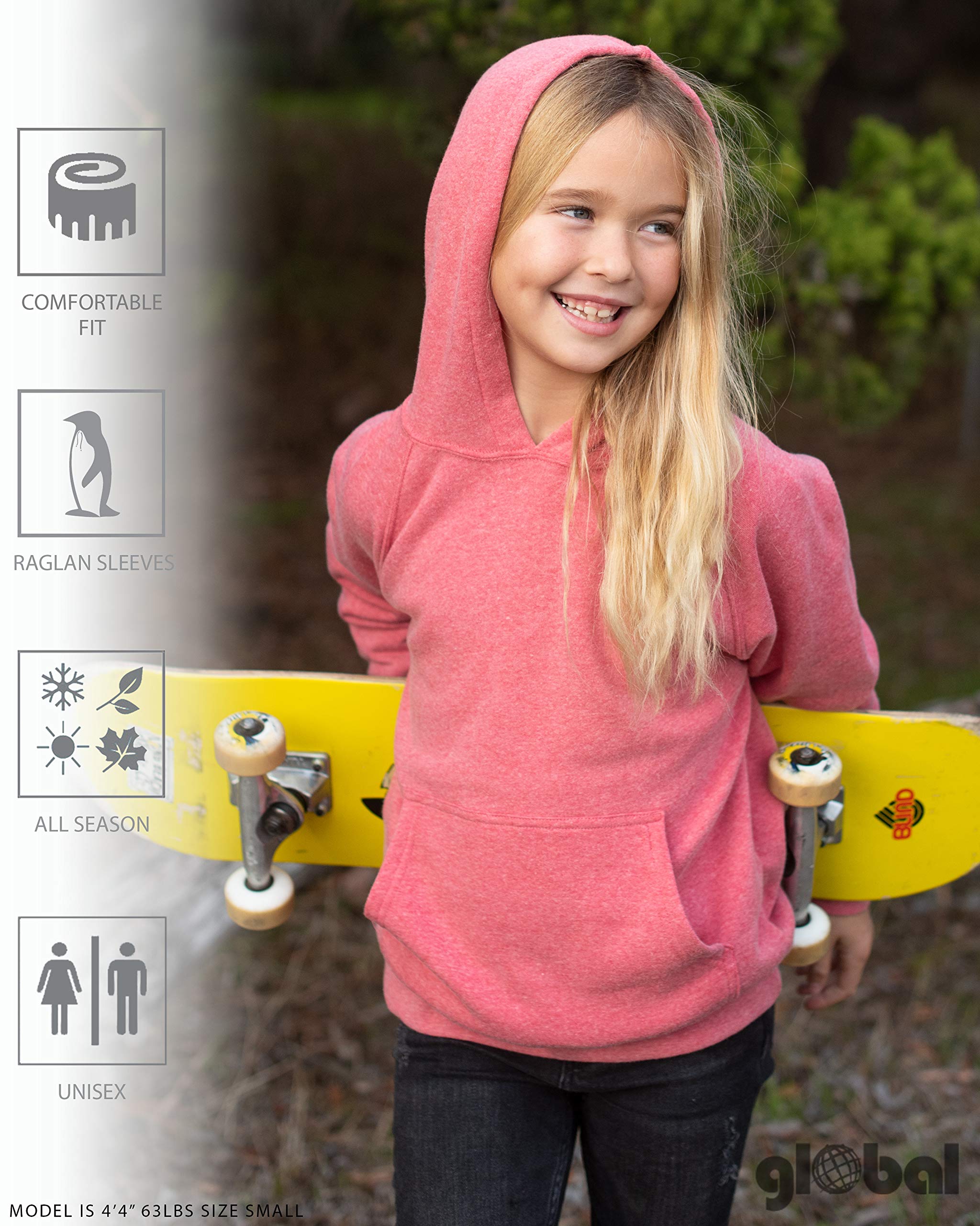 Global Blank Youth and Toddler Hoodies Super Soft Lightweight Pullover Sweatshirt Kids Hoodie for Boys and Girls,Grey,Medium