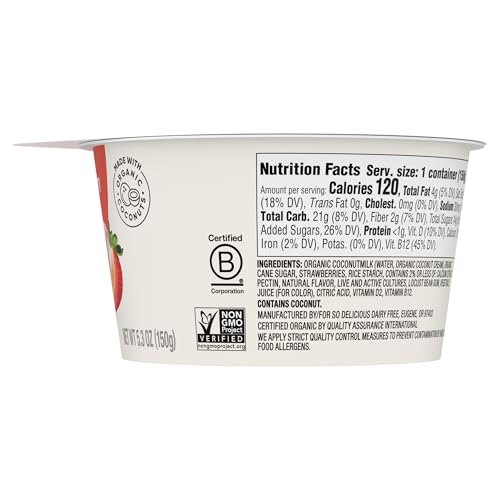 So Delicious Dairy Free Coconut Milk Yogurt Alternative, Strawberry, Vegan, Non-GMO Project Verified, 5.3 oz.