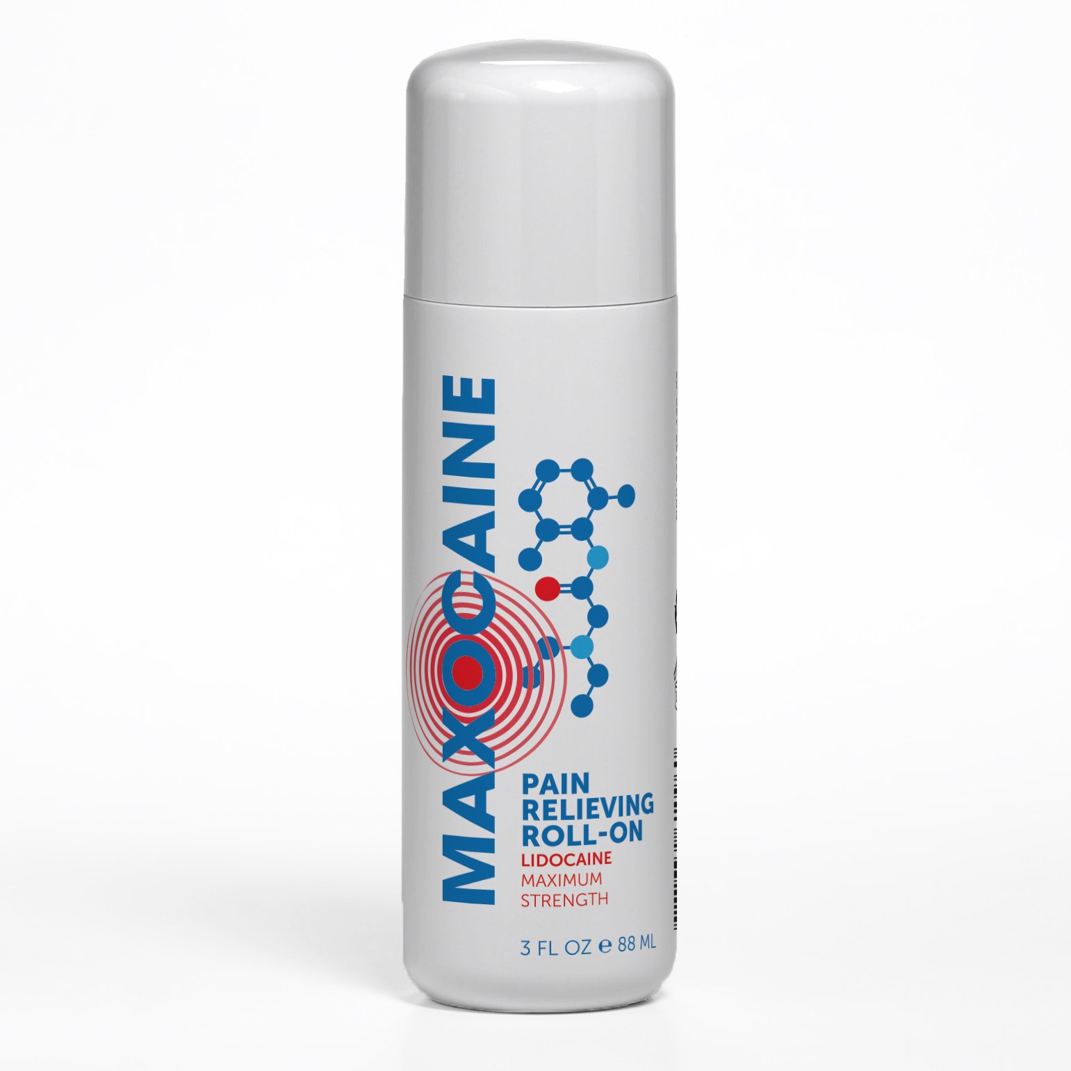 MAXOCAINE 4% Lidocaine Roll On Plus 1% Menthol. Max Strength Instant Pain Relief & Powerful Tattoo Numbing Liquid Cream. Topical Anesthetic Gel Numbs Away Arthritis, Muscle Sprain Joint & Back Pain