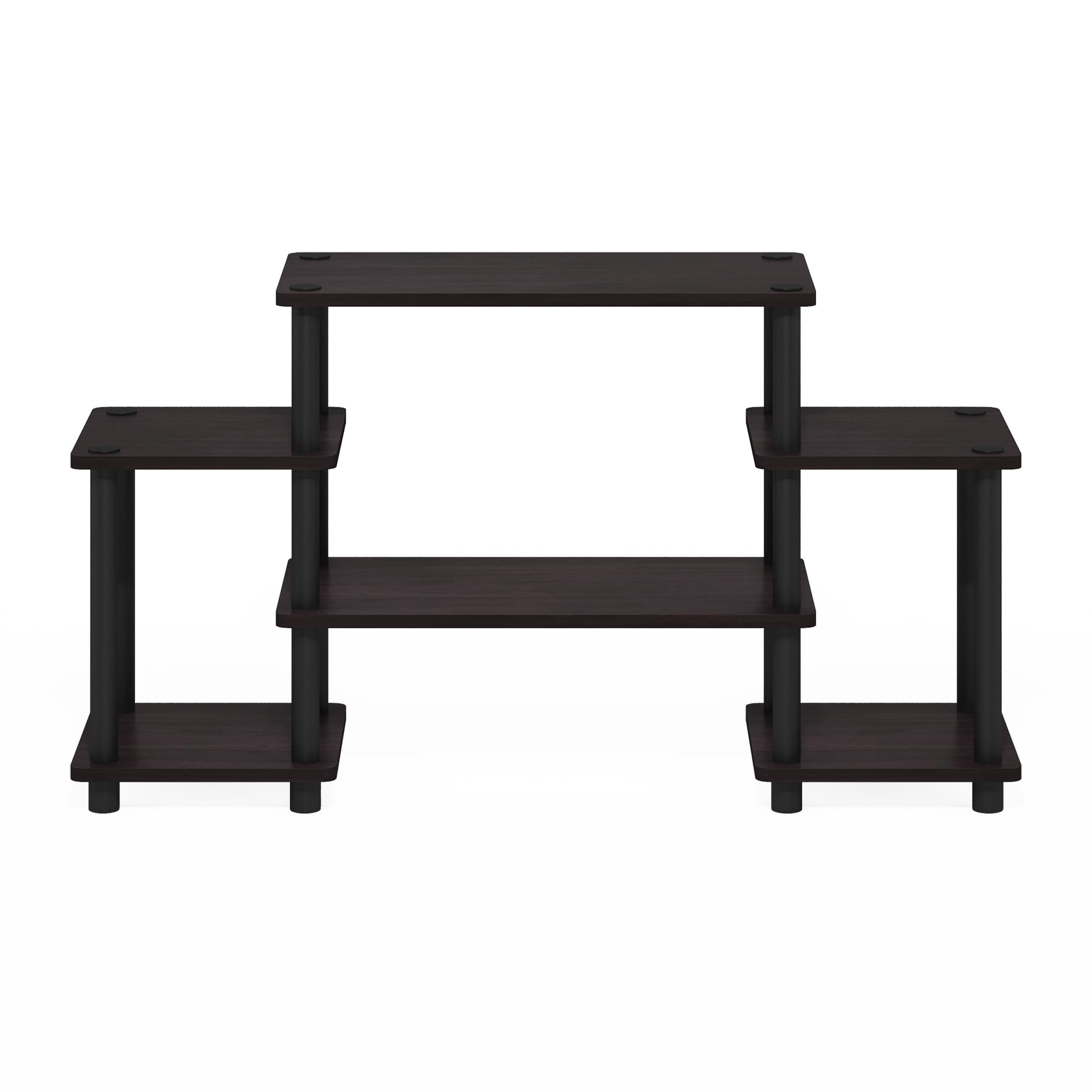 Furinno Turn-N-Tube No Tools Entertainment Center, Round, Square corner, Dark Walnut,11257DWN