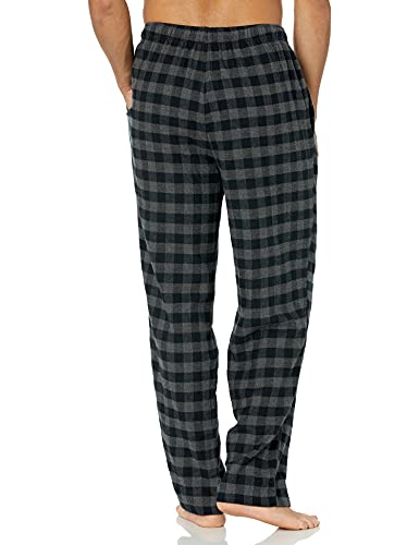 Amazon Essentials Men's Flannel Pajama Pant (Available in Big & Tall), Black Grey Buffalo Plaid, XX-Large