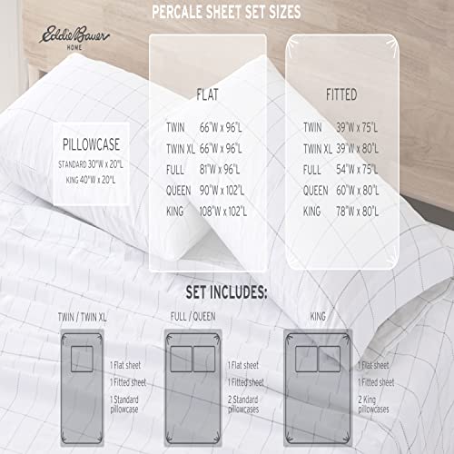 Eddie Bauer - Queen Sheets, Cotton Percale Bedding Set, Crisp & Cool Home Decor (Kayaks, Queen)