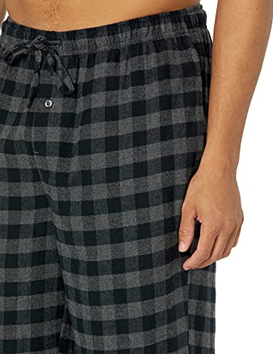 Amazon Essentials Men's Flannel Pajama Pant (Available in Big & Tall), Black Grey Buffalo Plaid, XX-Large