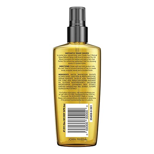 John Frieda Day 2 Revival Wave Refresh Spray, Texturizing Dry Hair Spray, for Wavy Hair, 5 Ounces