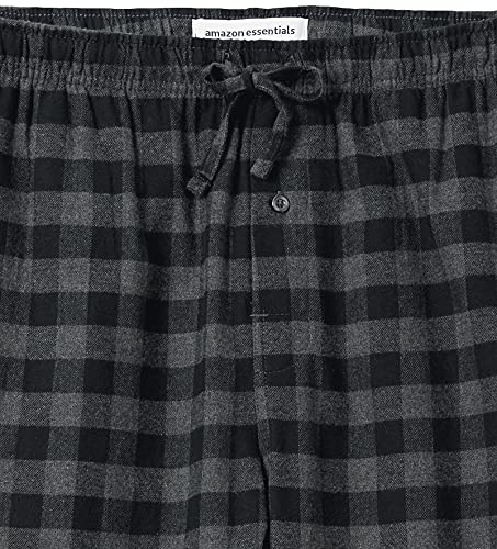 Amazon Essentials Men's Flannel Pajama Pant (Available in Big & Tall), Black Grey Buffalo Plaid, XX-Large
