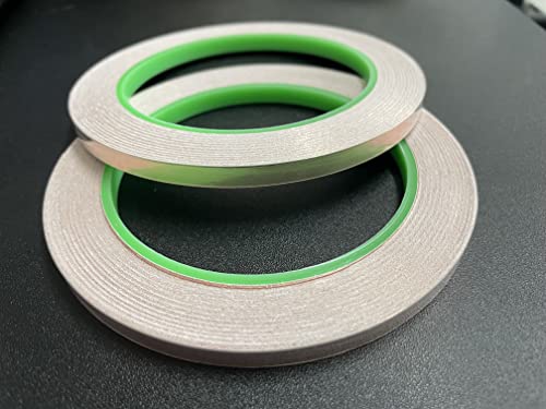 2pcs Copper Tape with Double-Sided Conductive Copper Foil Tape Self Adhesive EMI Shielding Stained Glass Supplies Soldering Electrical Repairs Paper Circuits Grounding, 1/4inch