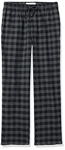 Amazon Essentials Men's Flannel Pajama Pant (Available in Big & Tall), Black Grey Buffalo Plaid, XX-Large