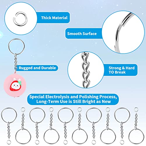 Keychain Making Supplies, Paxcoo 50Pcs Keychains with Chain and 50 Pcs Jump Rings, Keychain Rings Kit Keychain Findings Bulk for Keychain Making DIY Crafts