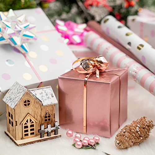 WRAPAHOLIC Wrapping Paper Roll - Rose Gold and Pink Set for Birthday Holiday Wedding Baby Shower - 3 Rolls - 30 inch X 120 inch Per Roll