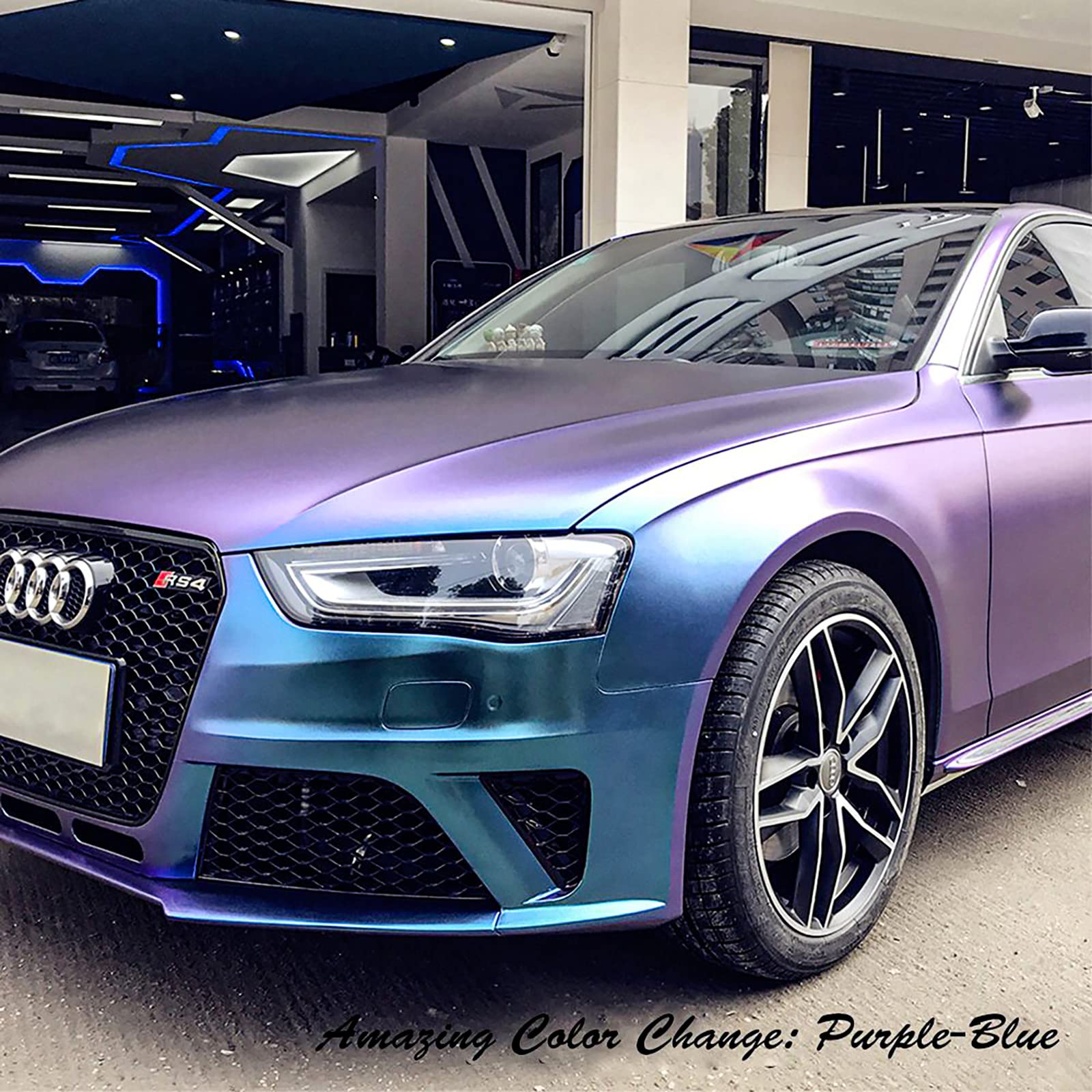 VINYL FROG Chameleon Vinyl Wrap Matte Metallic Vehicle Film Purple to Blue Stretchable Air Release DIY Decals 12"x60"