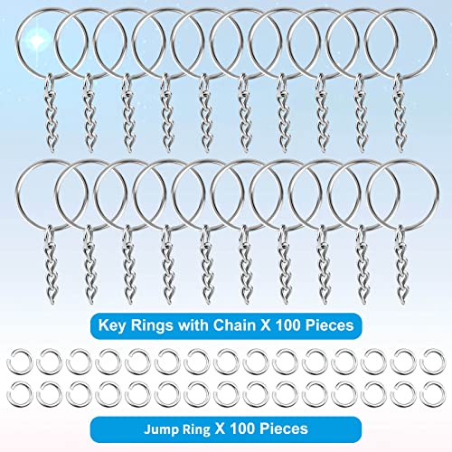 Keychain Making Supplies, Paxcoo 50Pcs Keychains with Chain and 50 Pcs Jump Rings, Keychain Rings Kit Keychain Findings Bulk for Keychain Making DIY Crafts