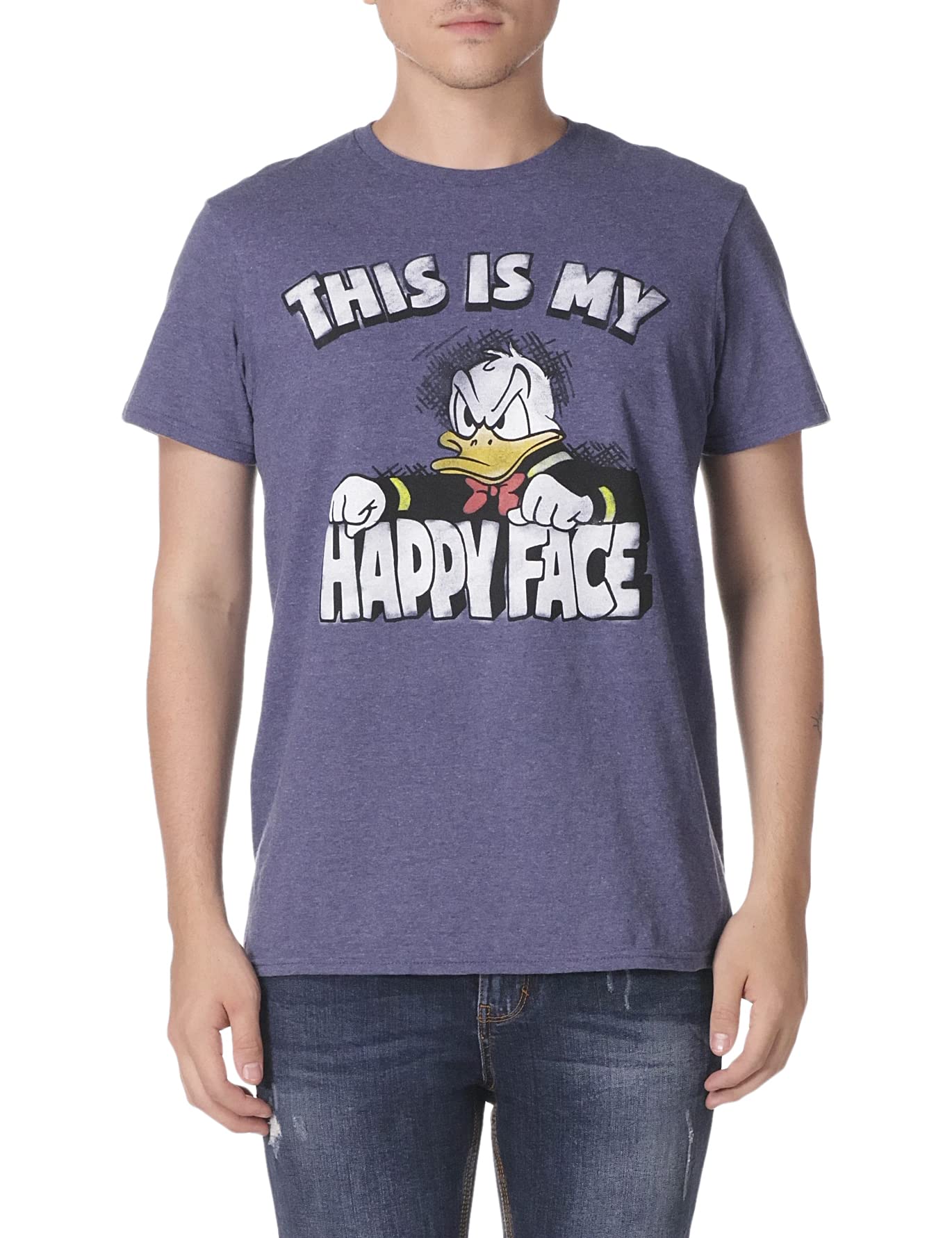 Disney mens Disney Men's Donald Duck T-shirt novelty t shirts, Navy Heather, Large US