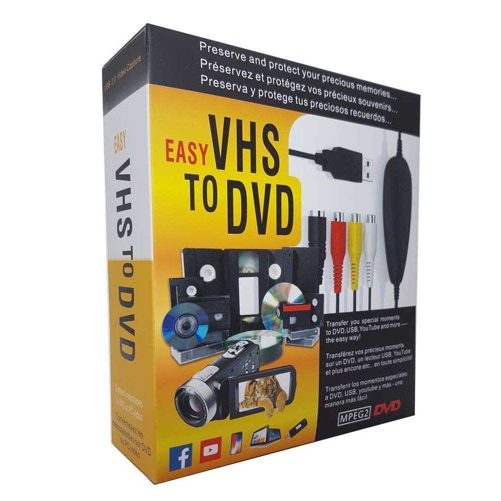 Andthere VHS to Digital Converter for Windows 10, USB2.0 Video Audio Capture Card, VHS to DVD Converter