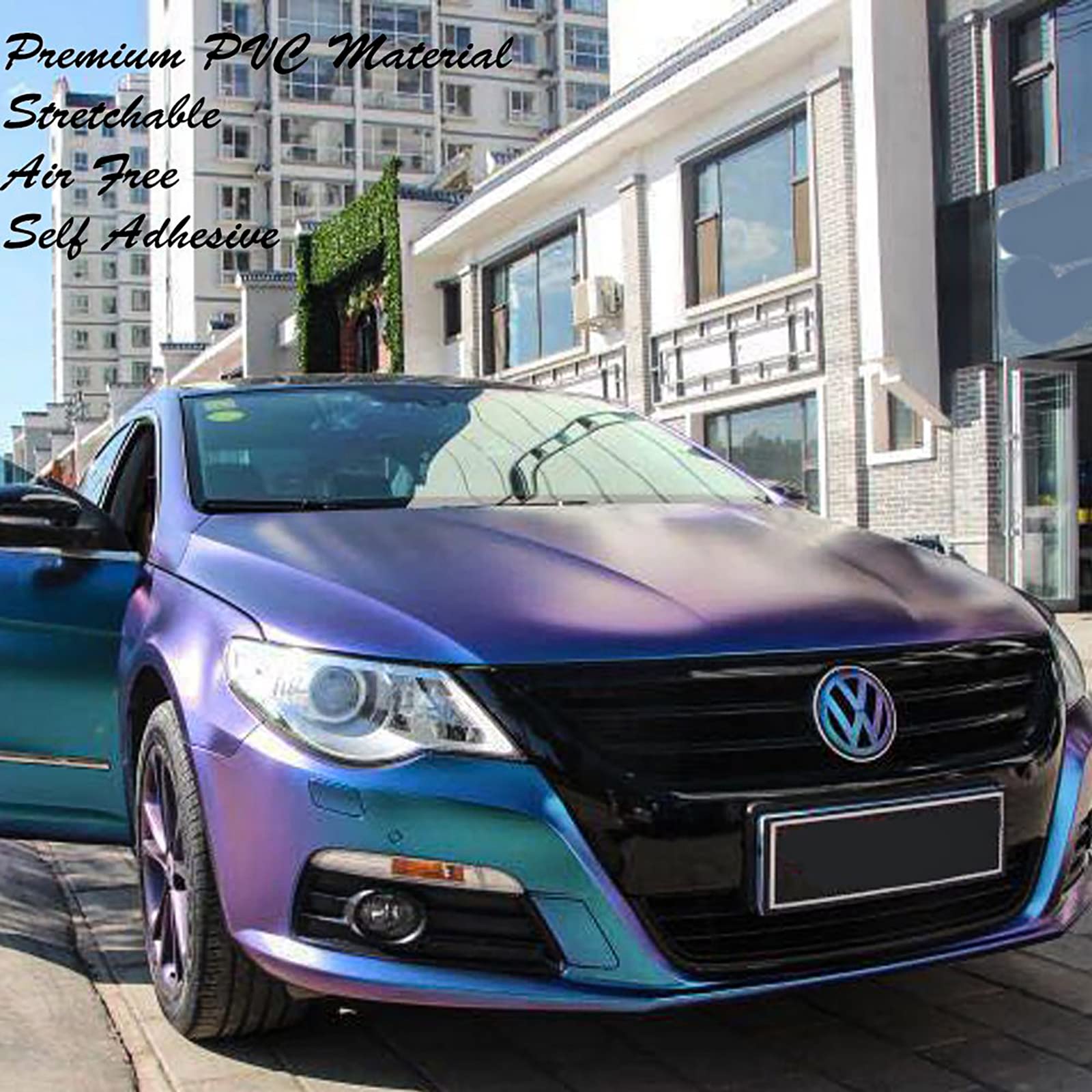 VINYL FROG Chameleon Vinyl Wrap Matte Metallic Vehicle Film Purple to Blue Stretchable Air Release DIY Decals 12"x60"
