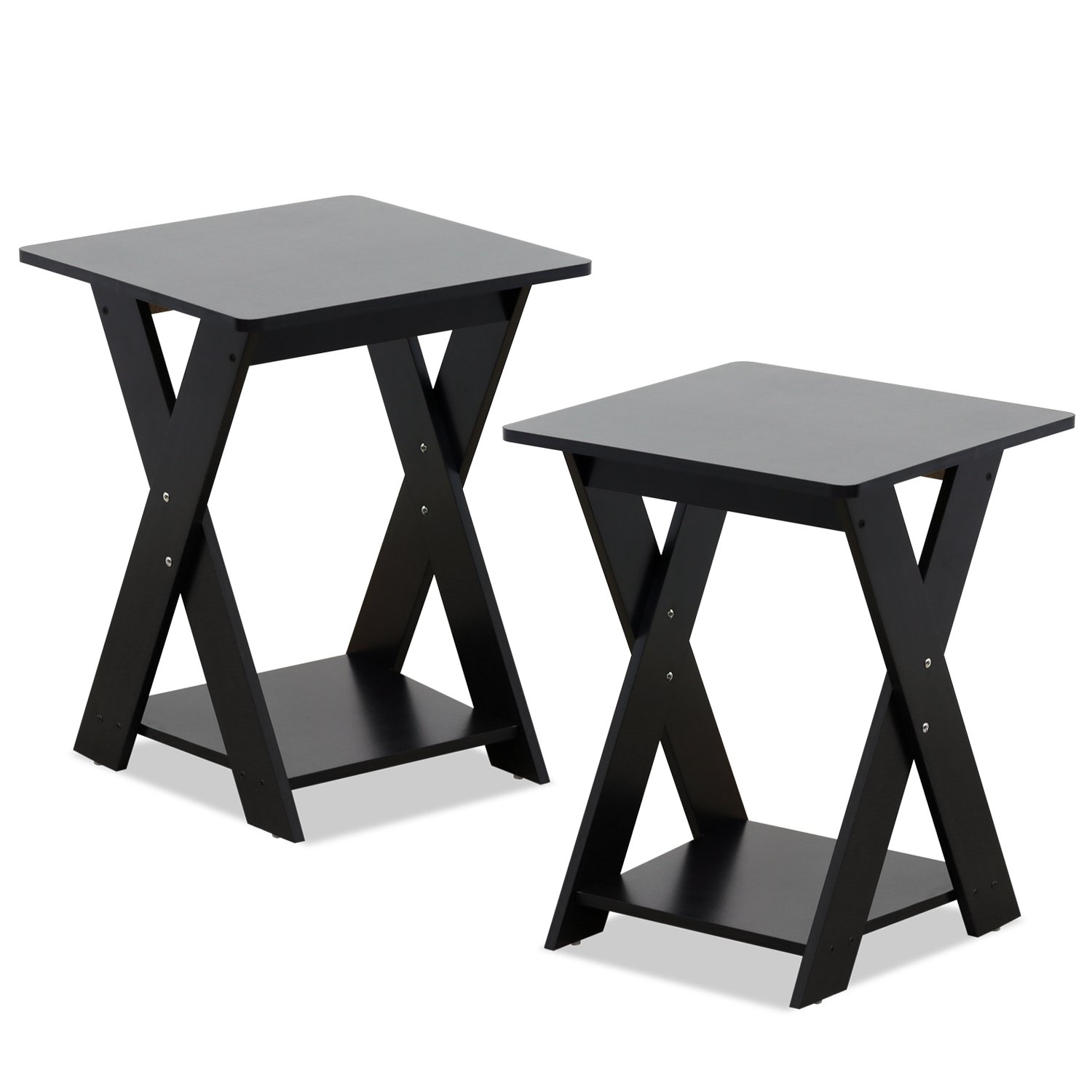 FURINNO Modern Simplistic End Table Set, 2-Pack, Espresso